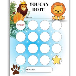 Lion Reward Chart for Kids - Reading Chart - Toddler Reward Chart ...