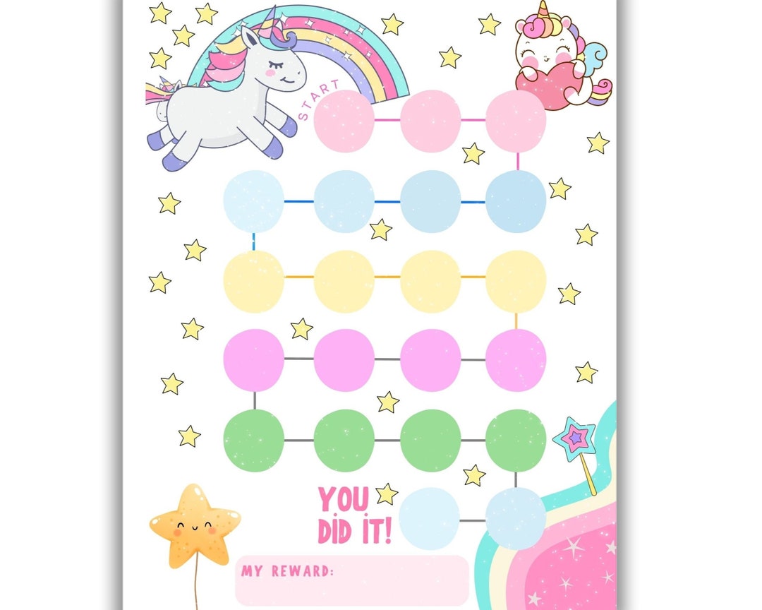 Unicorn Reward Chart - Potty Training Chart - Chore Chart - Girls ...