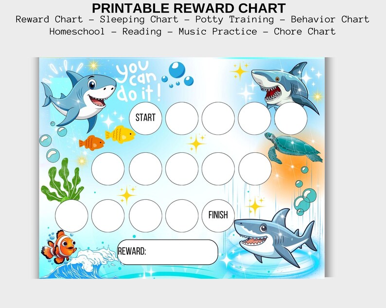 Shark Reward Chart - Ocean Reward Chart - Under the Sea Behavior Chart ...