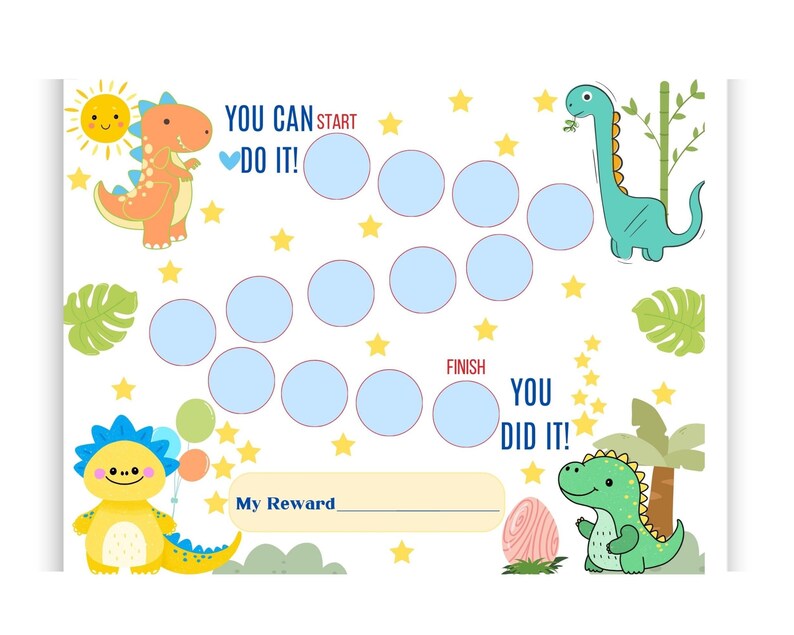Dinosaur Reward Chart Potty Training Chart Chore Chart Behavior Chart ...