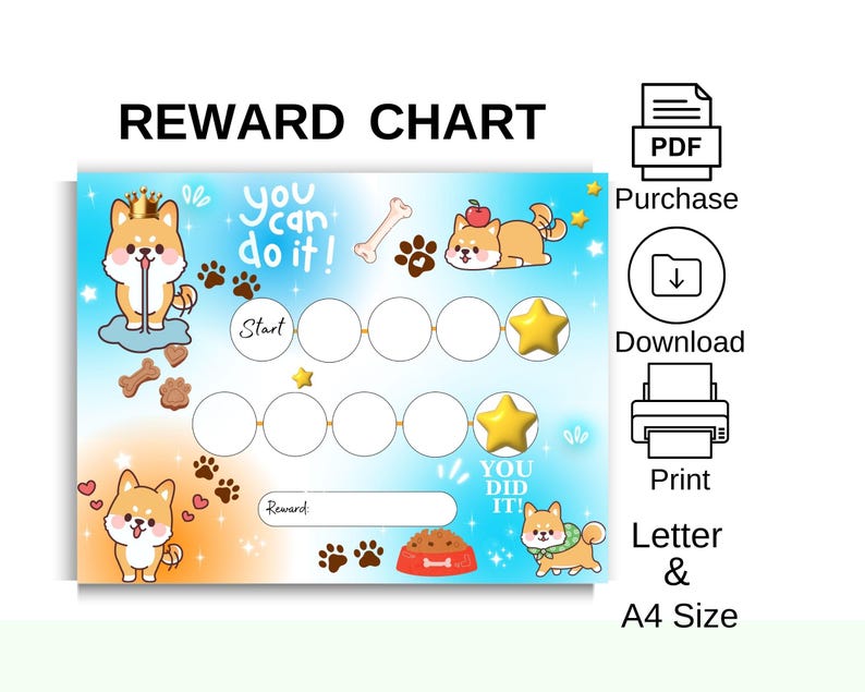 Dog Reward Chart for Kids-dogs – Printable Behavior Tracker | Puppy ...