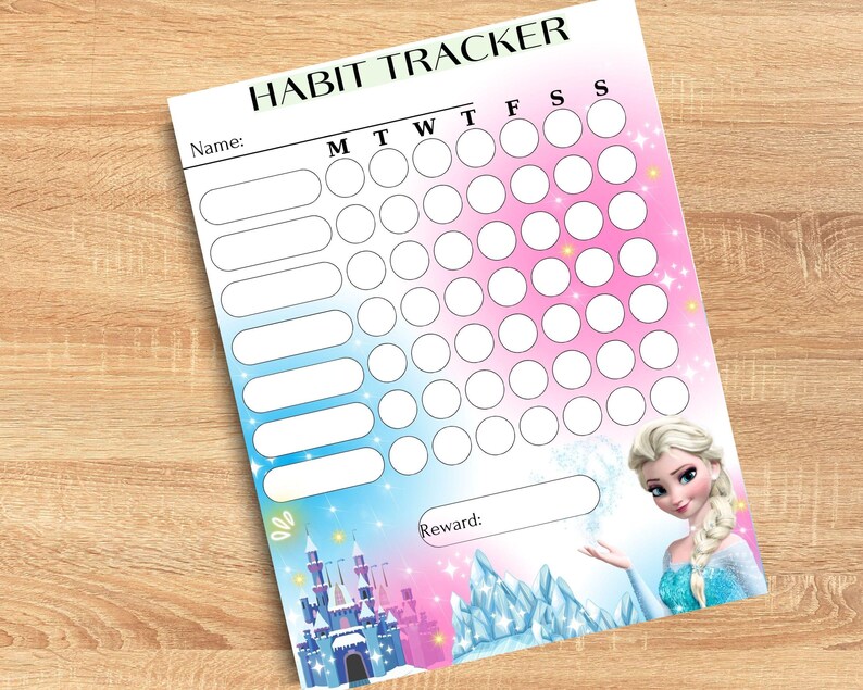 Frozen Reward Chart - Elsa Habit Tracker - Kids Routine Chart - Girls ...