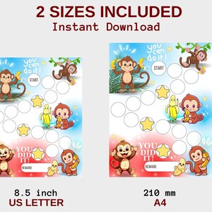 Monkey Reward Chart: Behavior - Potty Training Tracker for Kids ...