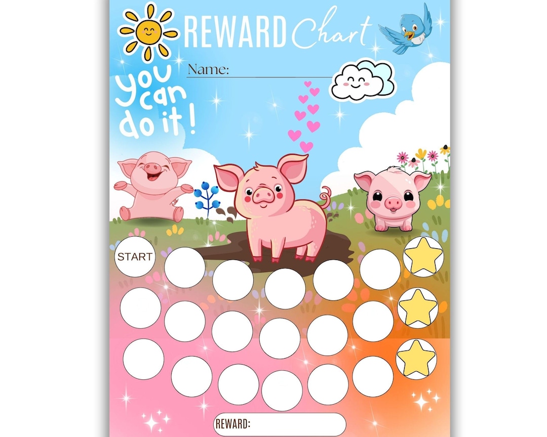 Cute Pig Reward Chart for Kids - Toddler Reward Chart - Potty Training ...