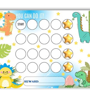 Dinosaur Reward Chart for Kids - Potty Training - Chore Chart - Boys ...