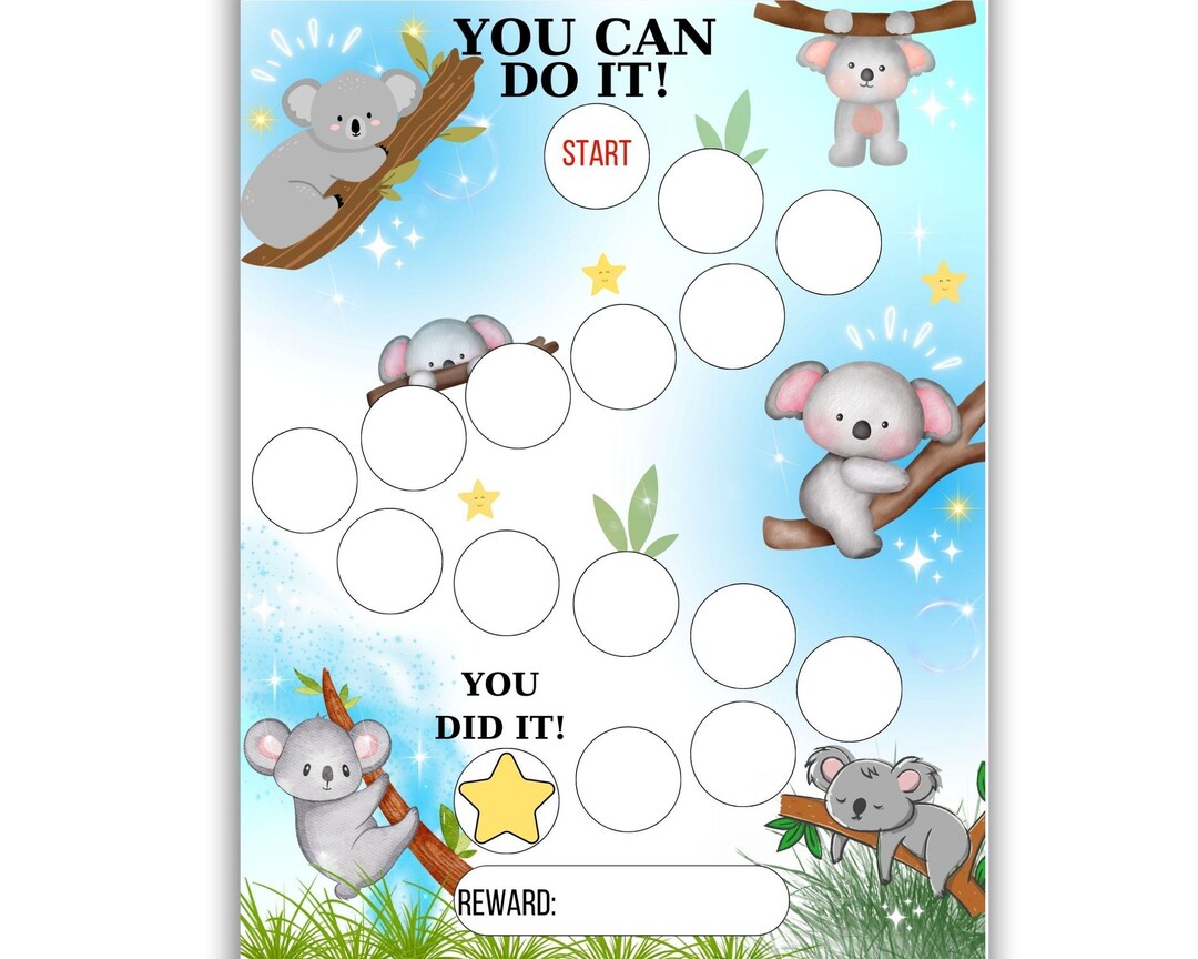 Koala Reward Chart - Printable Kids Behavior Chart - Potty Training ...