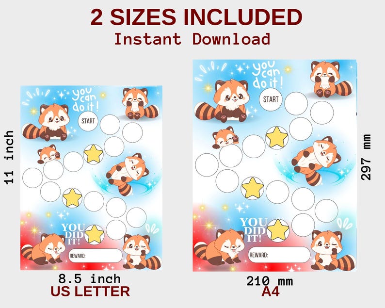 Raccoon Reward Chart - Kids Reading Chart - Potty Training - Sleeping ...