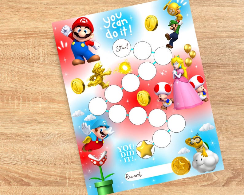 Reward Chart for Kids - Super Mario Bros Reward Chart - Potty Training ...