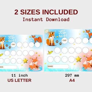 Printable Fox Reward Chart for Kids – Toddler Behavior Chart | Potty ...