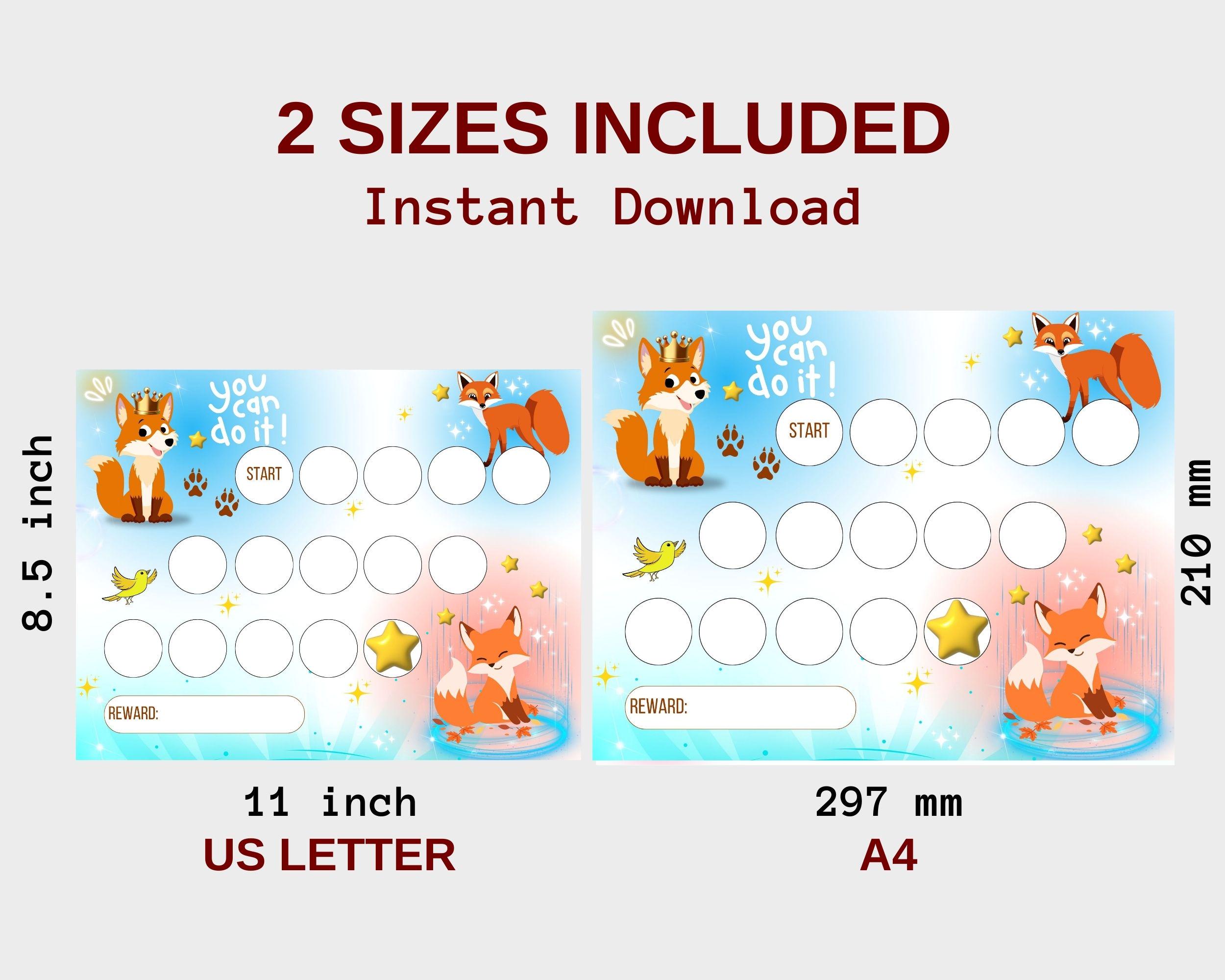 Printable Fox Reward Chart for Kids – Toddler Behavior Chart | Potty ...