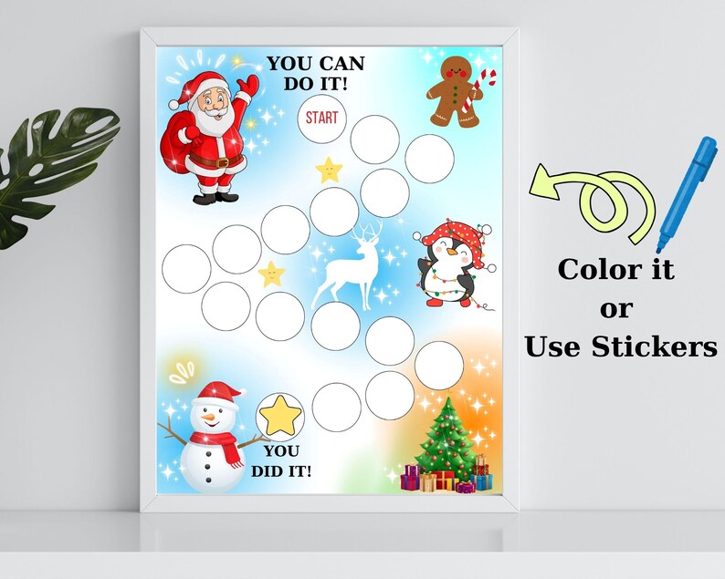 Christmas Reward Chart - Printable Kids Reward Chart - Snowman Sticker ...