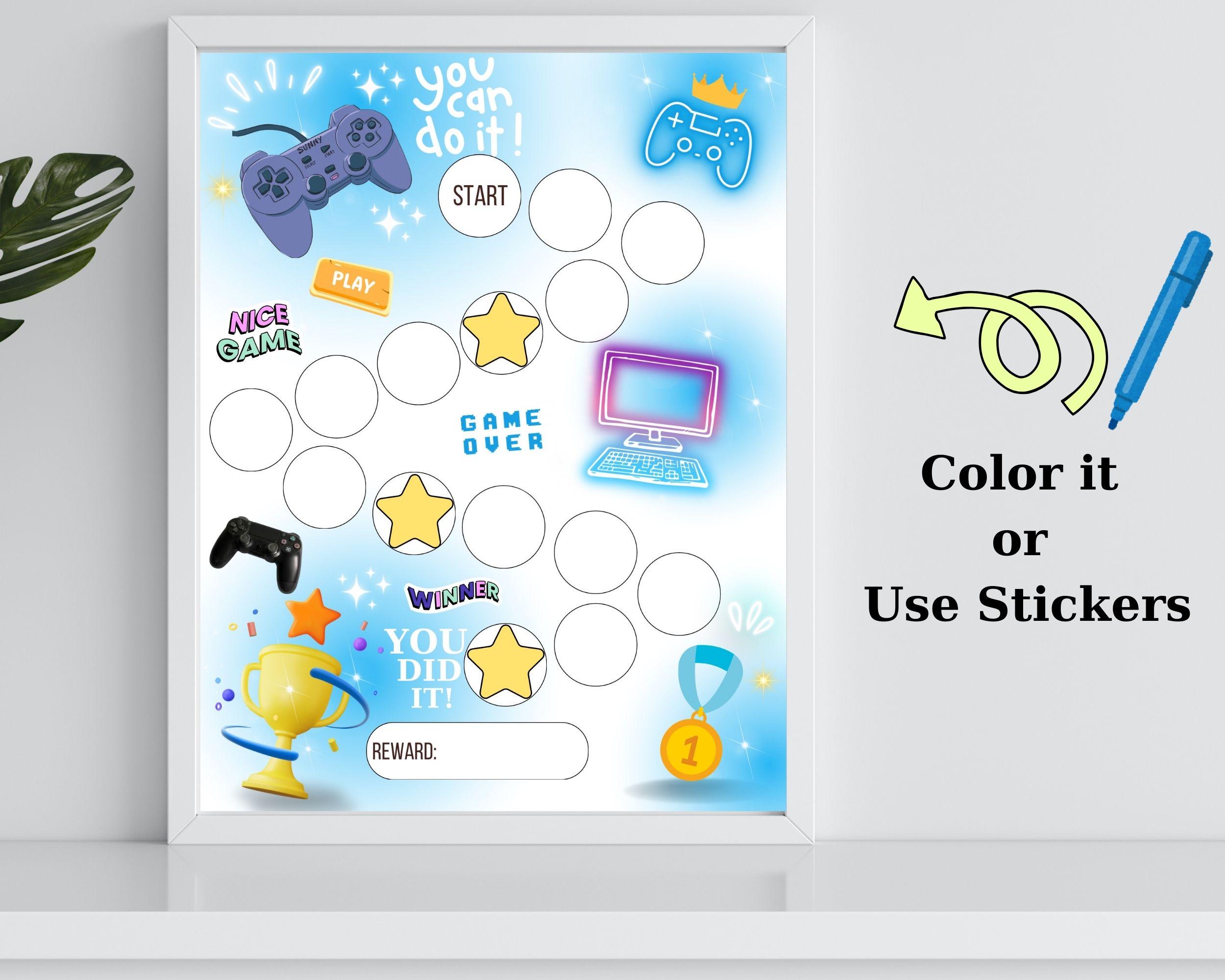 Video Game Reward Chart for Kids - Gamer Reward Chart - Toddler Reward ...