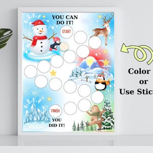 Printable Winter Reward Chart Christmas Reward Chart Snowman Sticker ...
