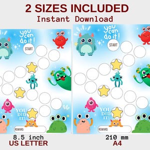 Monster Reward Chart for Kids - Printable Behavior Chart - Cute Monster ...