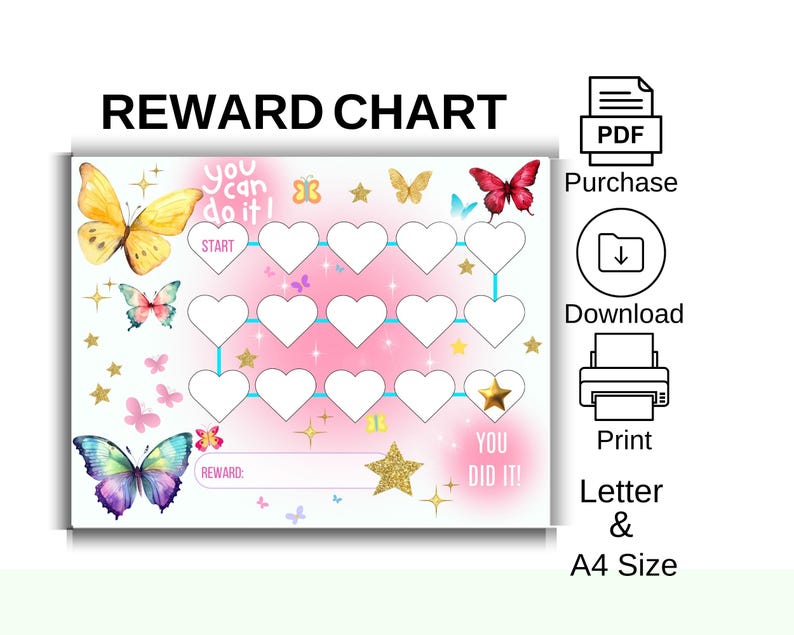 Butterfly Reward Chart for Kids – Printable Chore & Behavior Tracker ...