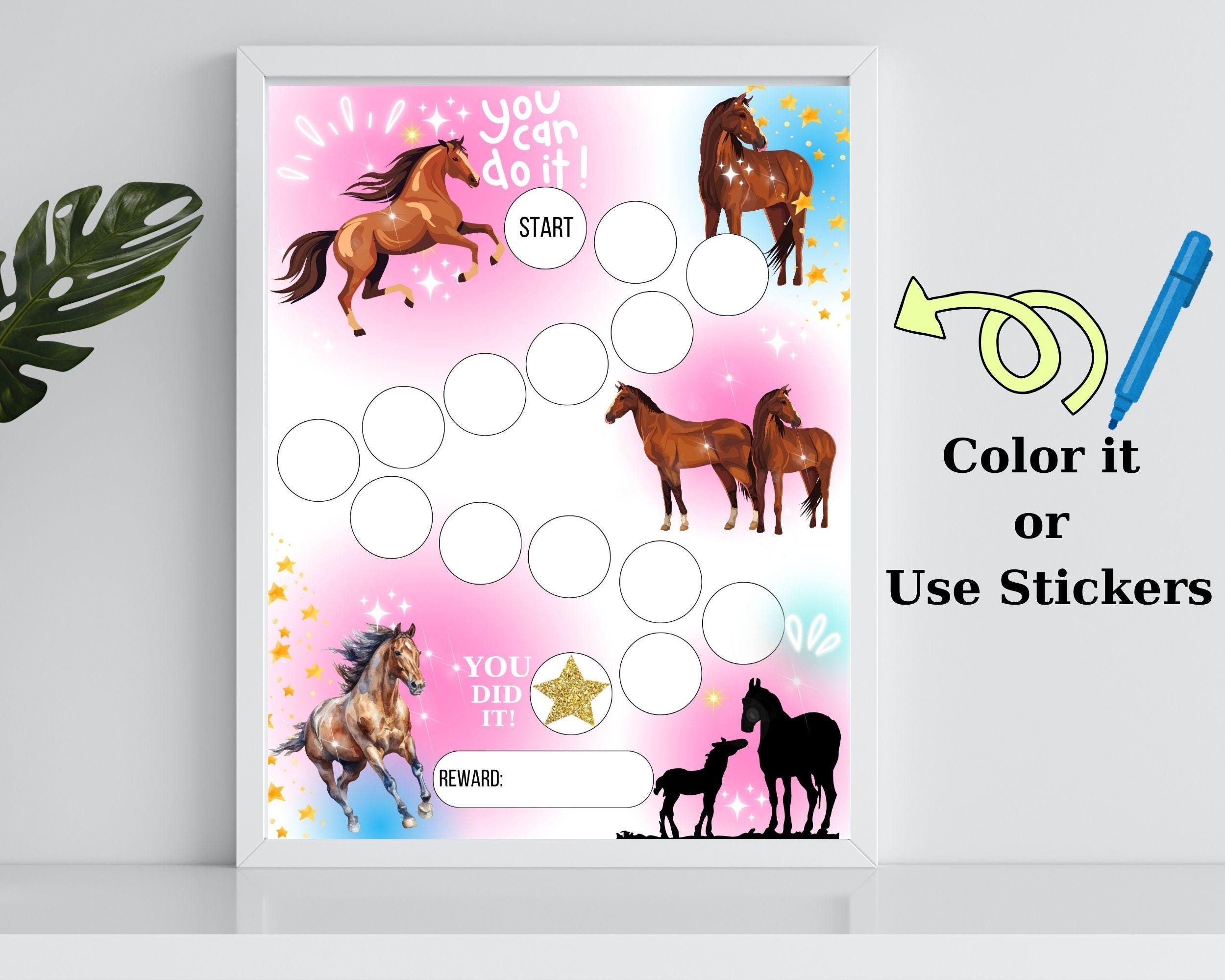Pink Horse Reward Chart for Girls – Pony Themed Chore Chart – Printable ...