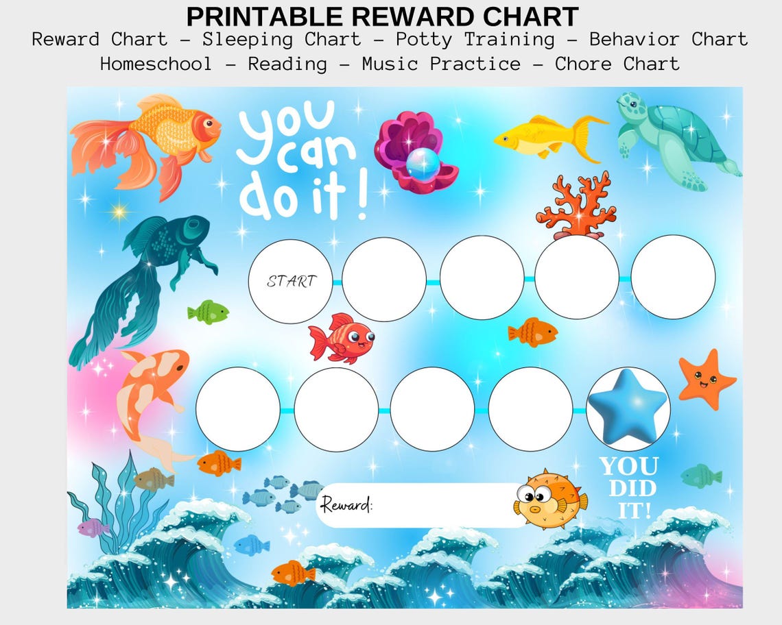 Ocean Reward Chart - Fish Sticker Reward Chart - Under the Sea Behavior ...