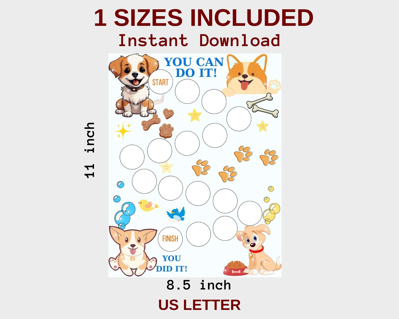 Printable Dog Reward Chart Kids Reward Chart Potty Training Chart ...