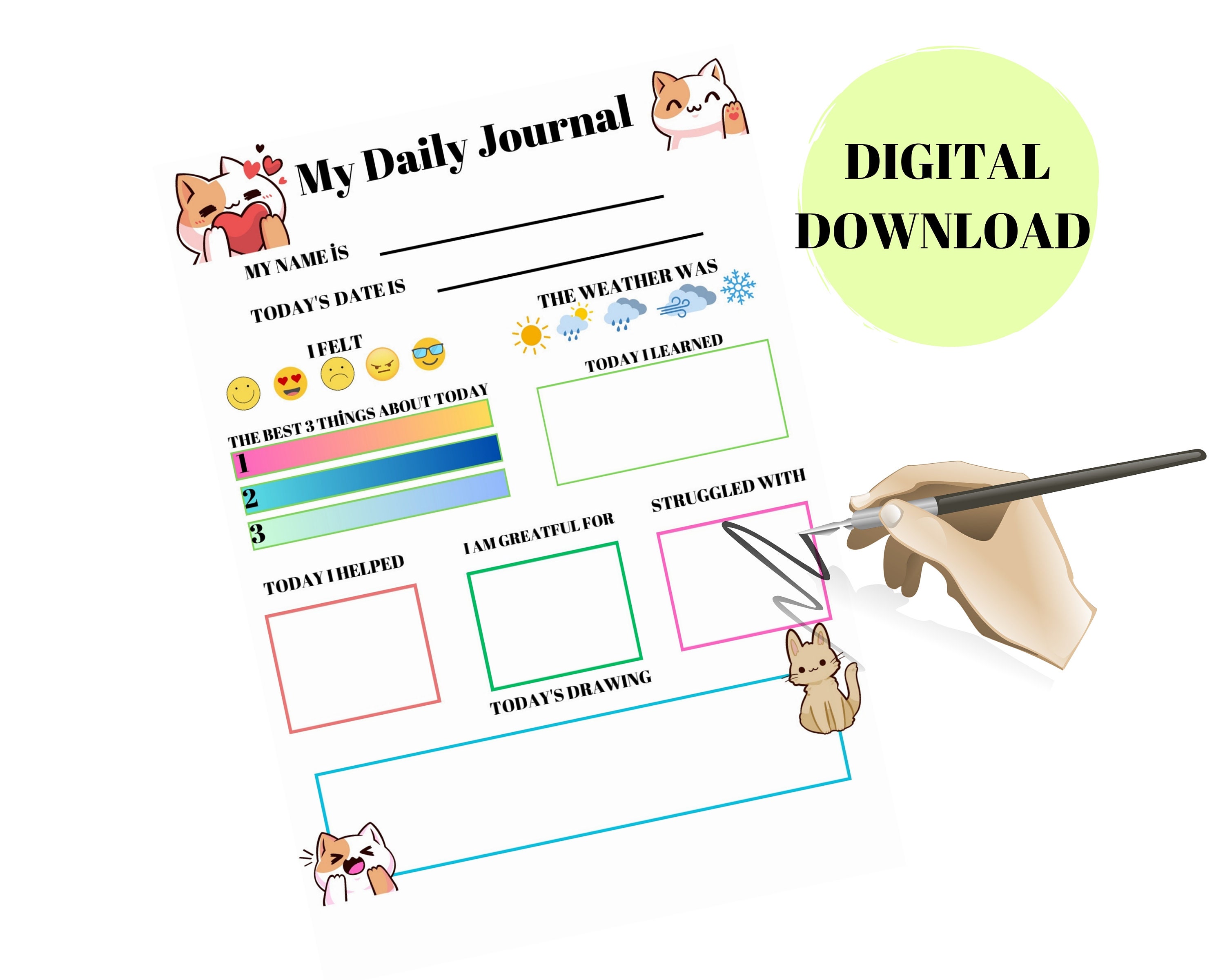 Kids Daily Journal Printable Journal for Kids Diary for Children Kids ...