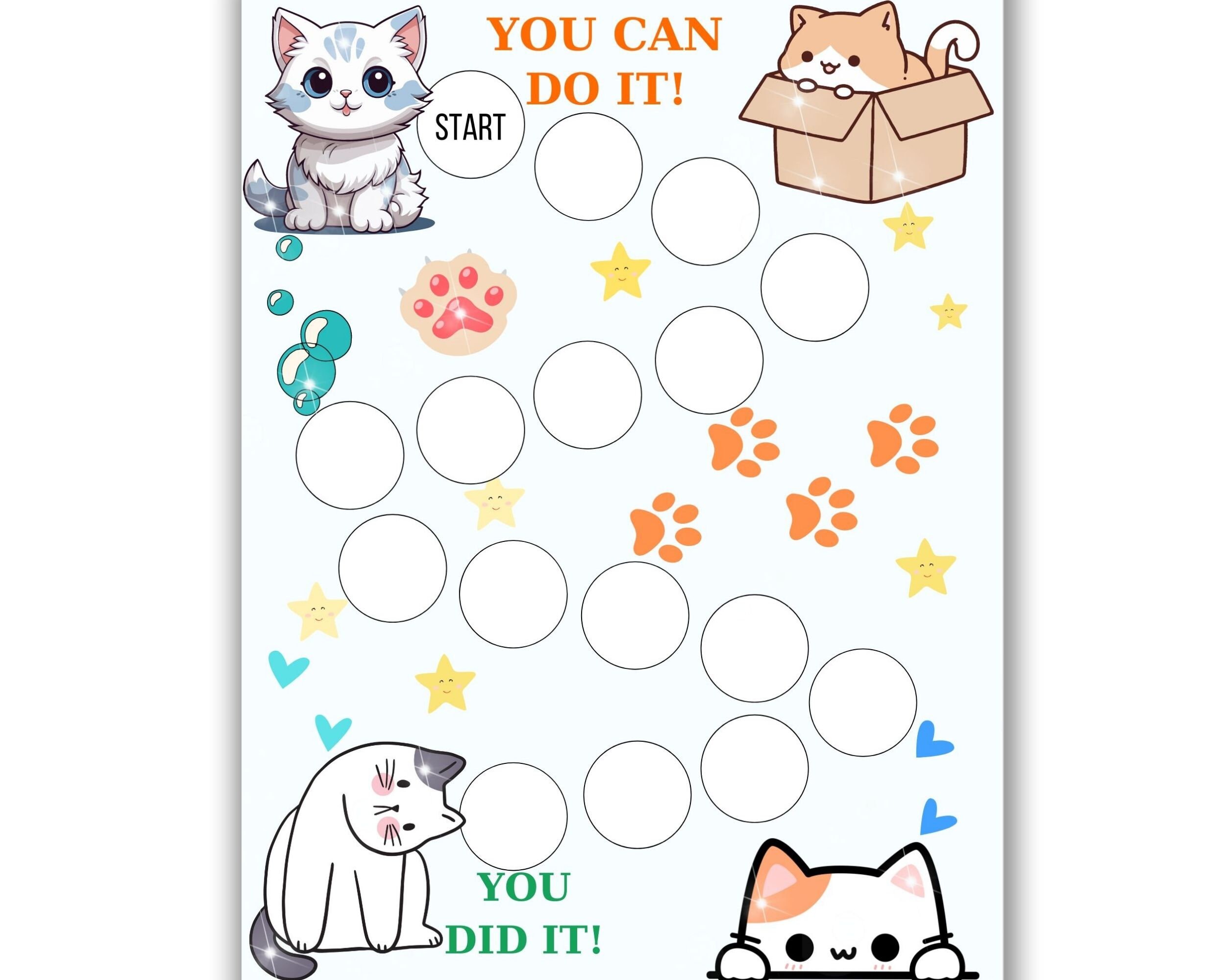 Printable Cat Reward Chart Bundle Kids Reward Chart Potty Training ...