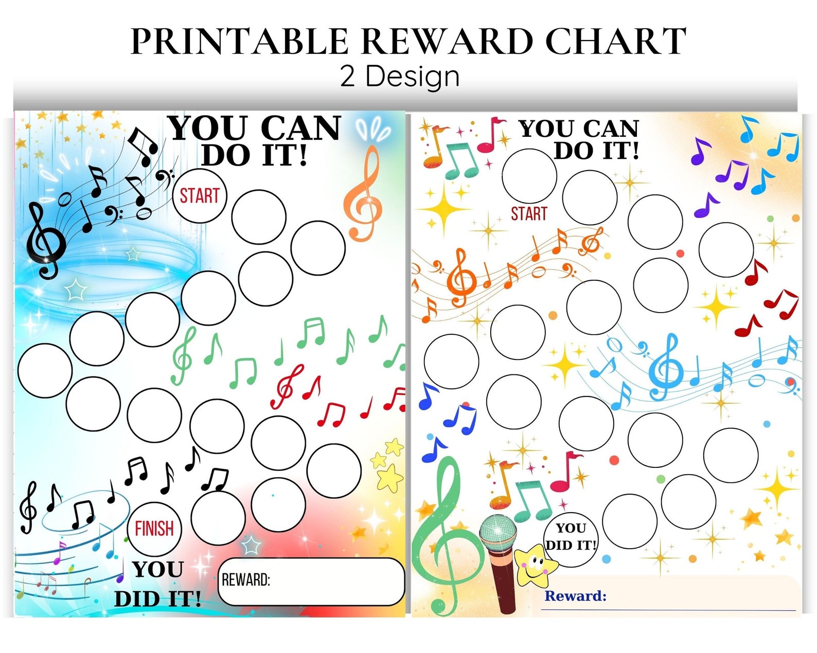 Printable Music Reward Chart - Music Practice Chart - Kids Music Reward ...