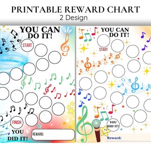 Printable Music Reward Chart - Music Practice Chart - Kids Music Reward ...