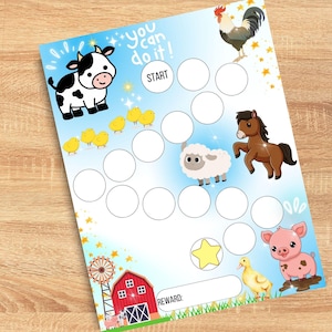 Farm Reward Chart - Kids Behavior Chart - Potty Training Chart - Chore ...