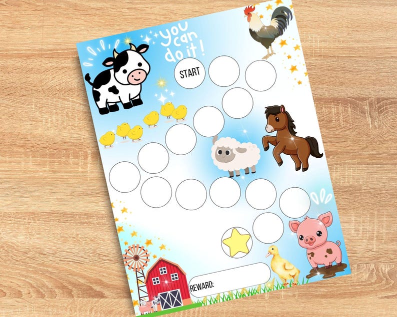Farm Reward Chart Kids Behavior Chart Potty Training Chart Chore Chart ...