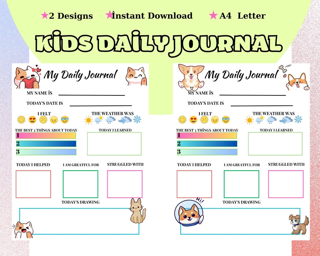 Kids Daily Journal Printable Journal for Kids Diary for Children Kids ...