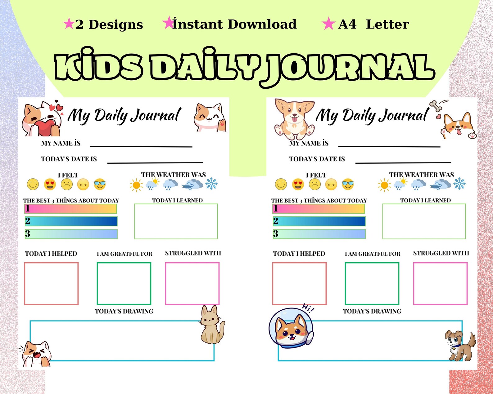 Kids Daily Journal Printable Journal for Kids Diary for Children Kids ...