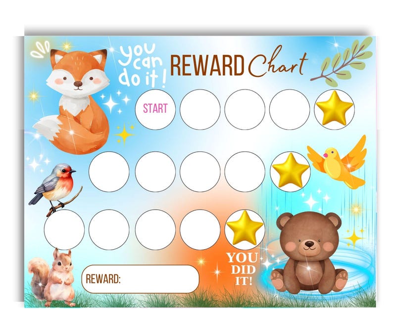 Woodland Animals Reward Chart - Printable Forest Sticker Chart - Fox ...