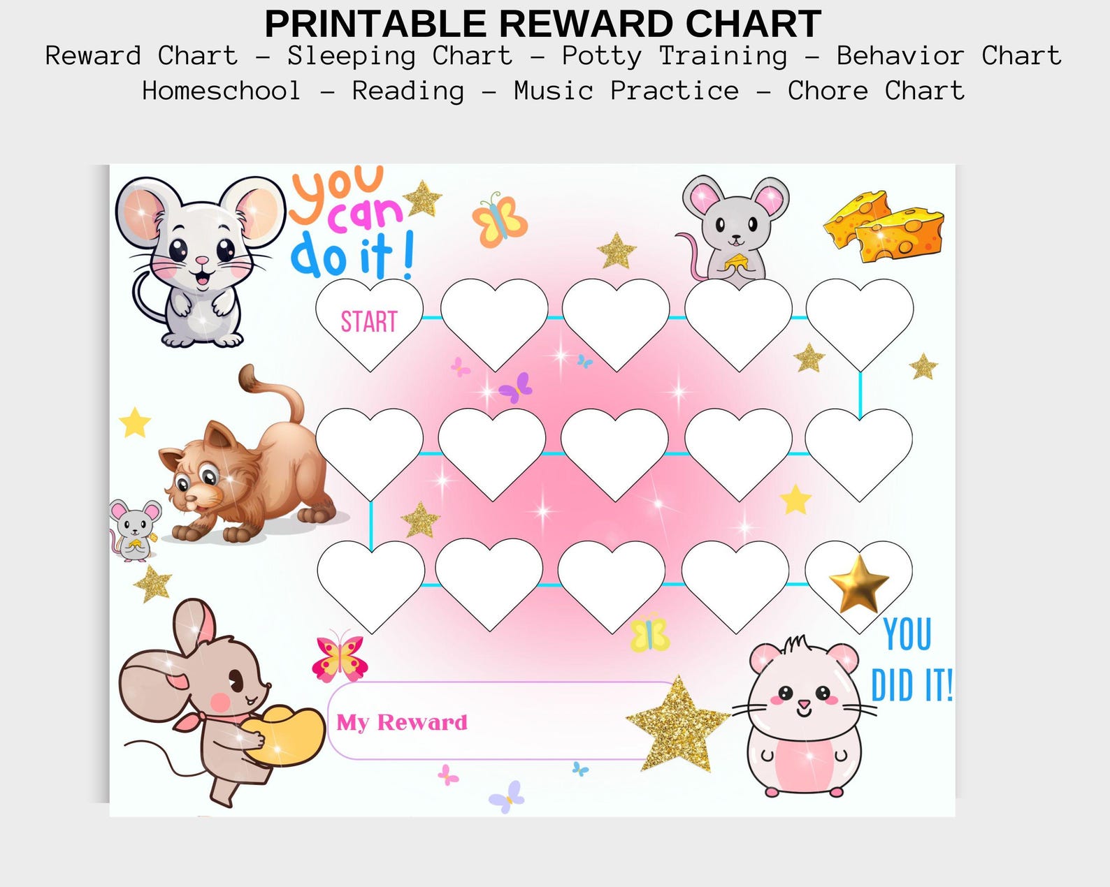 Mouse Reward Chart Sticker Chart Girls Chore Chart Kids Sleeping Chart ...