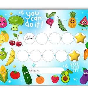 Fruit - Veggie Reward Chart: Printable Healty Eating Tracker for Kids ...