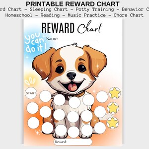 Printable Dog Reward Chart for Kids - Puppy Reward Chart -behavior ...