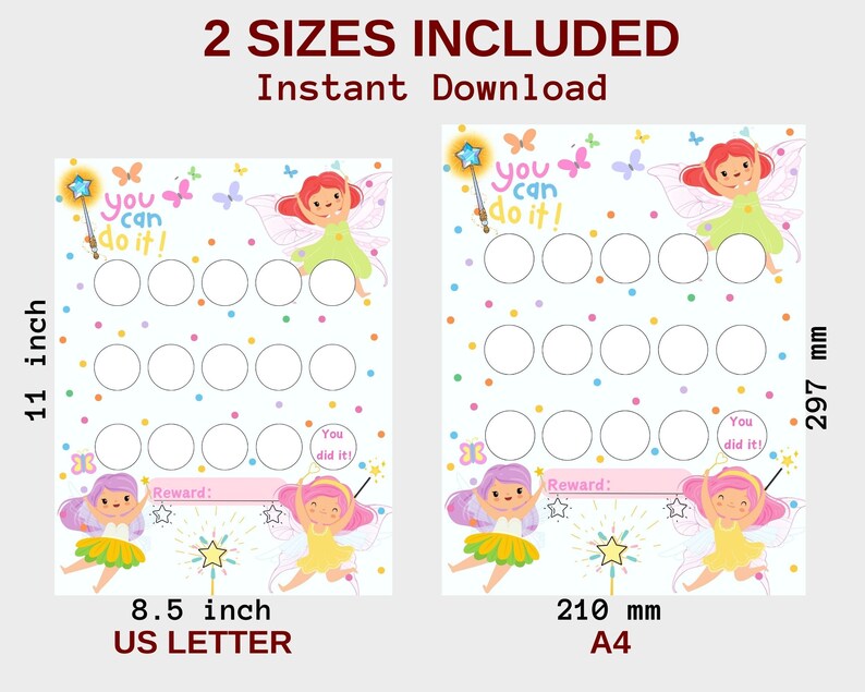 Fairy Reward Chart Girls Behavior Chart Kids Girls Chore Chart Sleeping ...