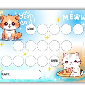 Printable Cat Reward Chart Kids Reward Chart Behavior Chart Potty ...