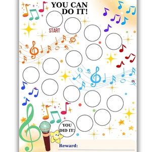 Printable Music Reward Chart - Music Practice Chart - Kids Music Reward ...