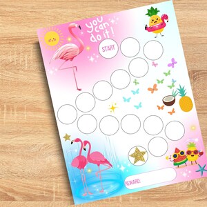 Flamingo Reward Chart - Potty Training Chart - Summer Reward Chart ...