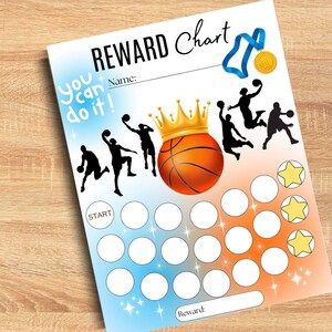 Basketball Reward Chart - Boys Behavior Chart - Chore Chart - Sleeping ...