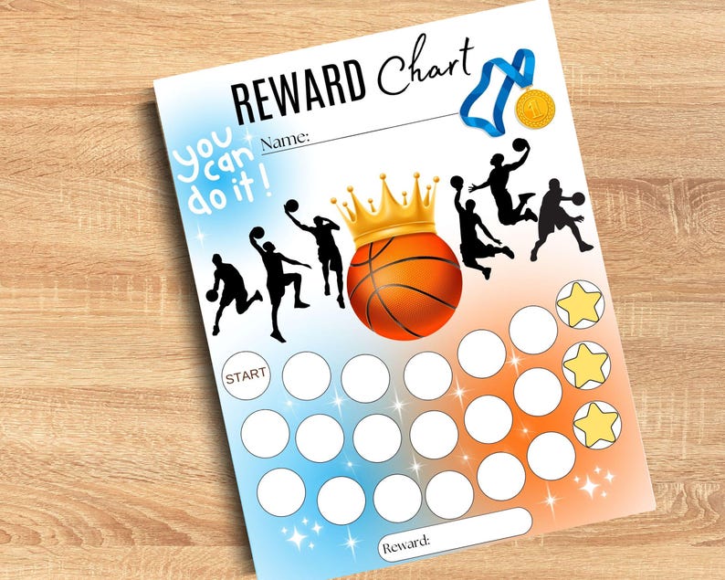 Basketball Reward Chart Boys Behavior Chart Chore Chart Sleeping Chart ...