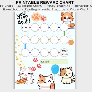 Printable Cat Reward Chart Bundle - Kids Reward Chart - Potty Training ...