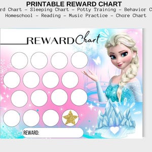 Frozen Reward Chart Elsa Reward Chart girls Princess Reward Chart Potty ...