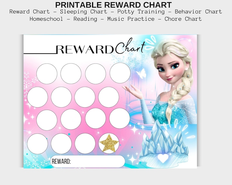 Elsa Reward Chart: Frozen Princess Potty Training, Chore, Routine ...
