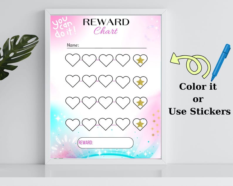 Printable Kids Reward Chart - Reward Chart for Girls - Toddler Reward ...