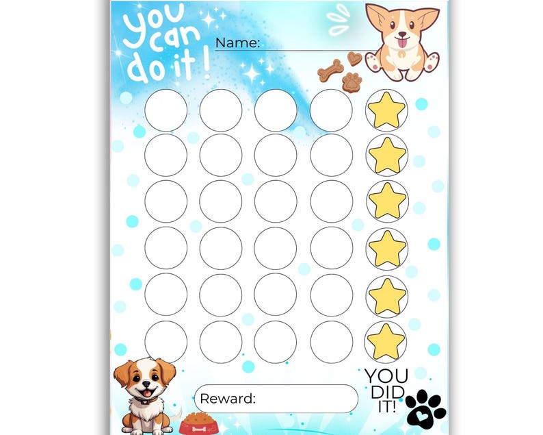 Dog Reward Chart - Behavior Chart - Potty Training - Sleep Chart - Dog ...