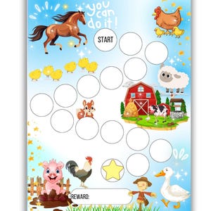 Farm Reward Chart - Kids Behavior Chart - Potty Training Chart - Chore ...