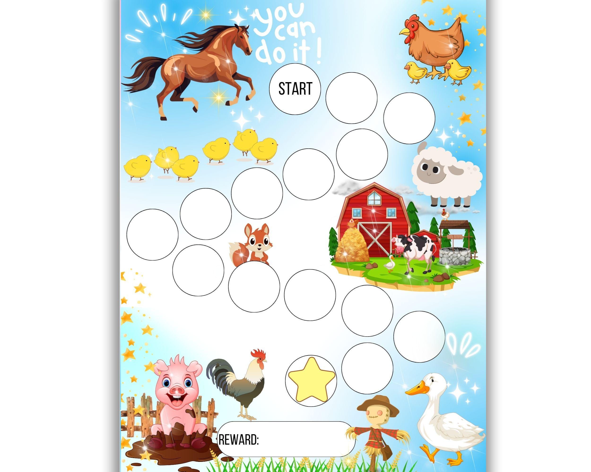 Farm Reward Chart Kids Behavior Chart Potty Training Chart Chore Chart ...
