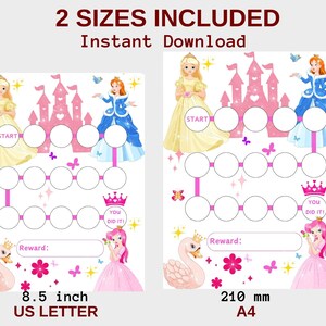 Girls Princess Reward Chart - Potty Training Chart - Chore Chart ...