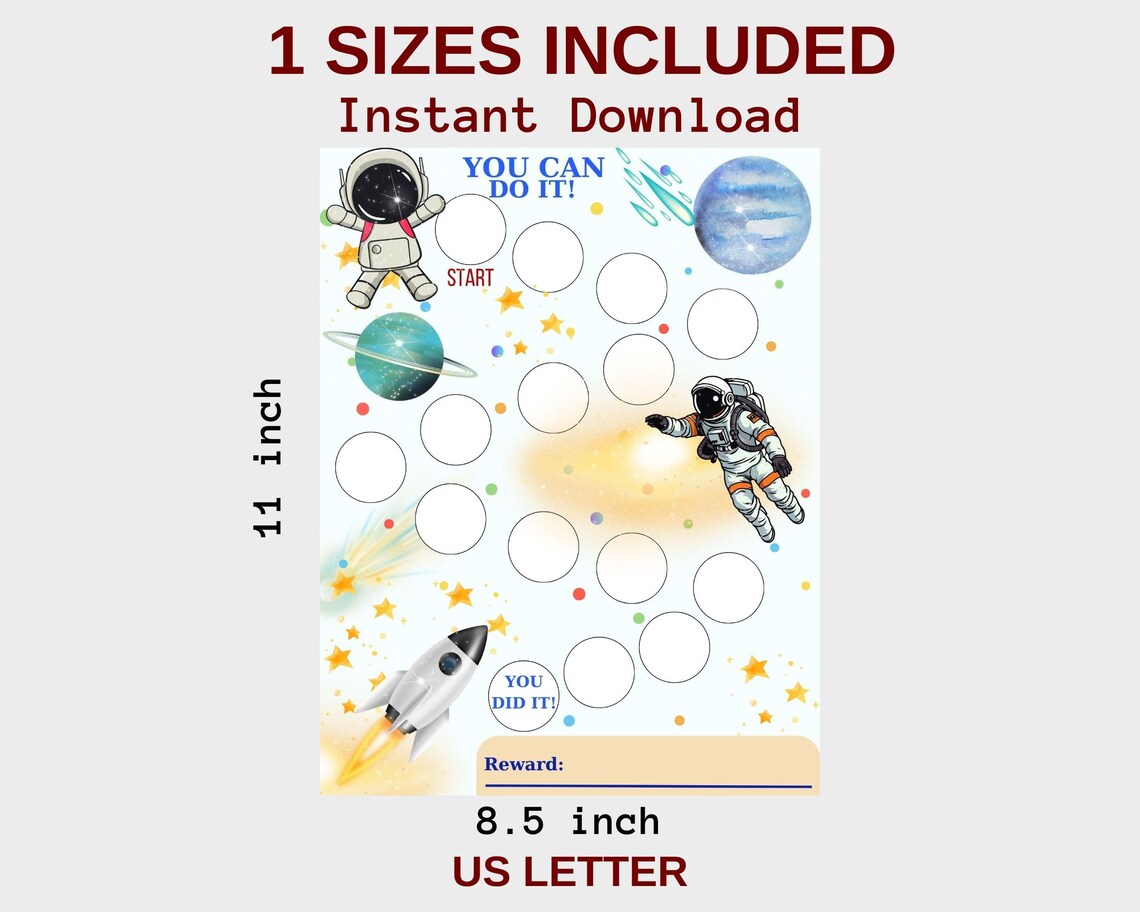 Space Reward Chart Kids Reward Chart Boys Behavior Chart Boys Potty ...