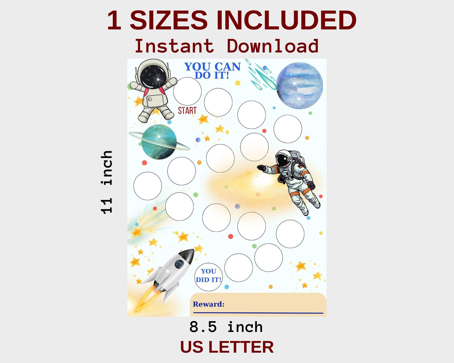 Space Reward Chart Kids Reward Chart Boys Behavior Chart Boys Potty ...